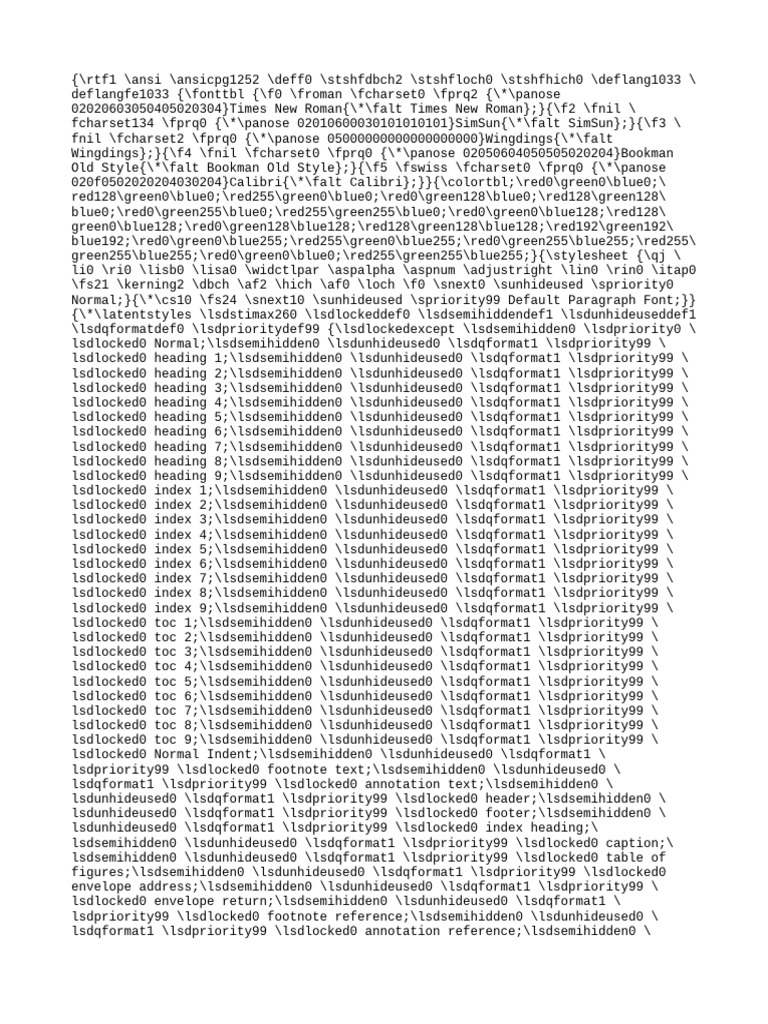 RTF Document Structure Guide | PDF | Html | Printing