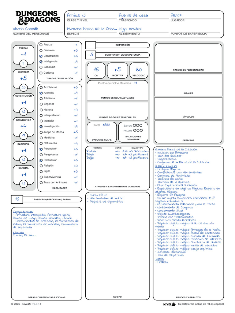 xharla-cannith-nivel-15 | PDF | Alquimia | Proyectiles