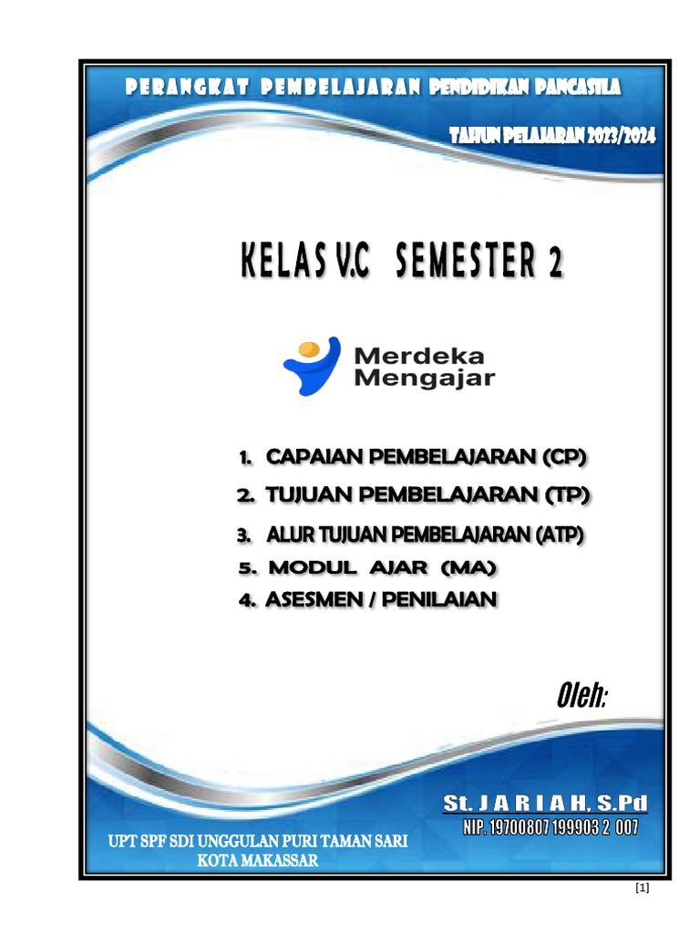 01. St. Jariah, s. Pd_cp, Tp, Atp Dan Modul Ajar Ppkn | PDF