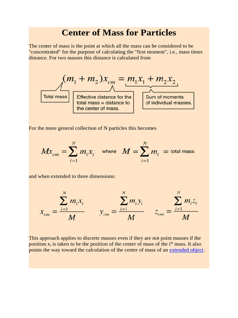 Center of Mass For Particles | PDF