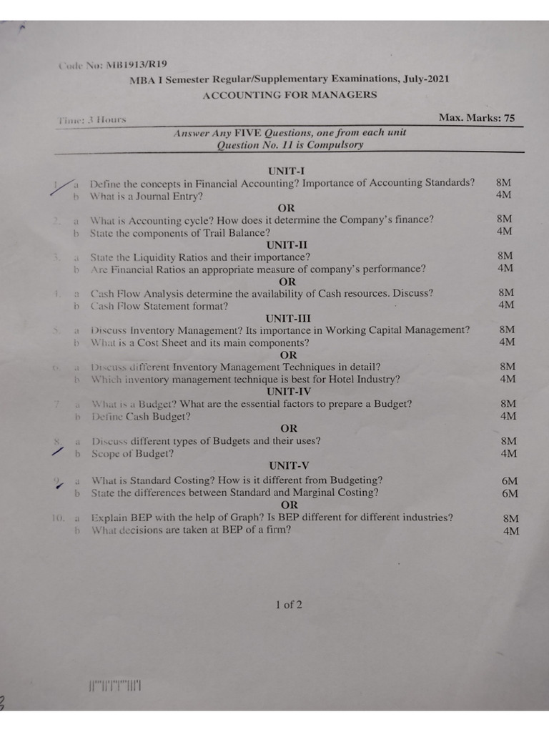 2021 Batch Previous Question Papers | PDF