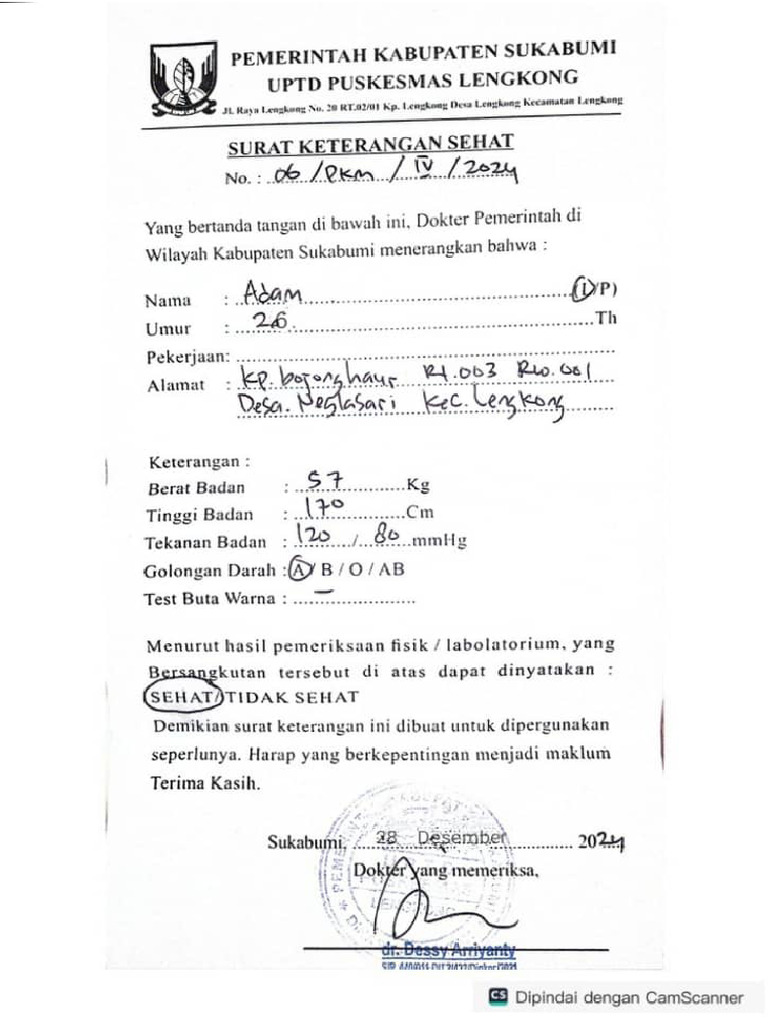Surat Sehat Adam | PDF
