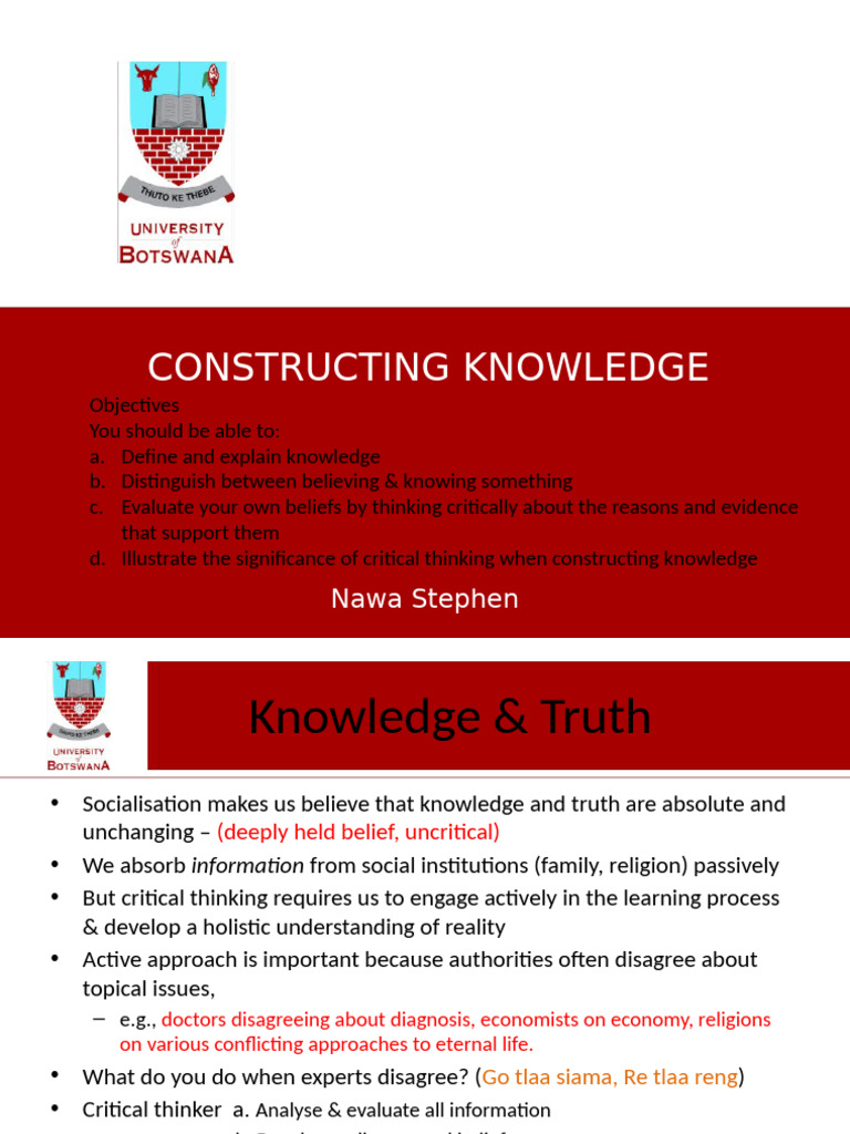 Knowledge Construction 2 | PDF | Knowledge | Critical Thinking