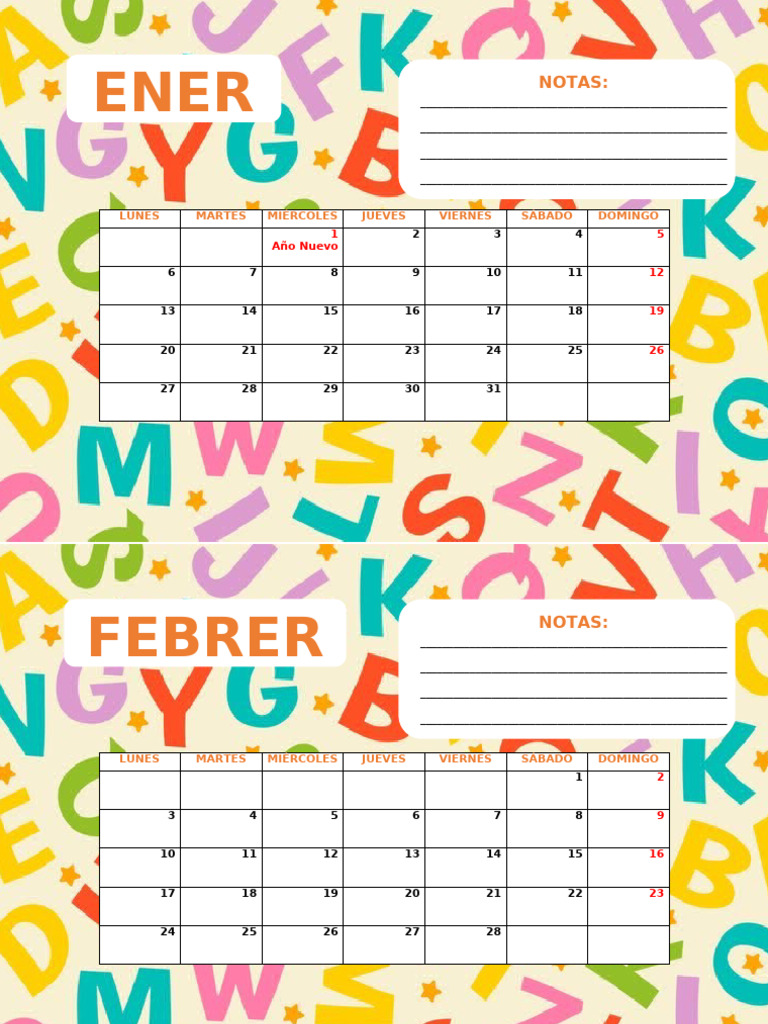 Calendario Letras | PDF | Calendario