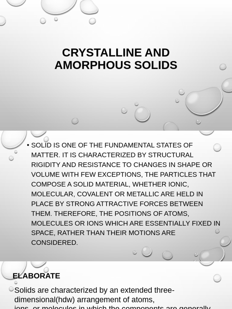 Crystalline and Amorphous l.4 | PDF | Solid | Crystal
