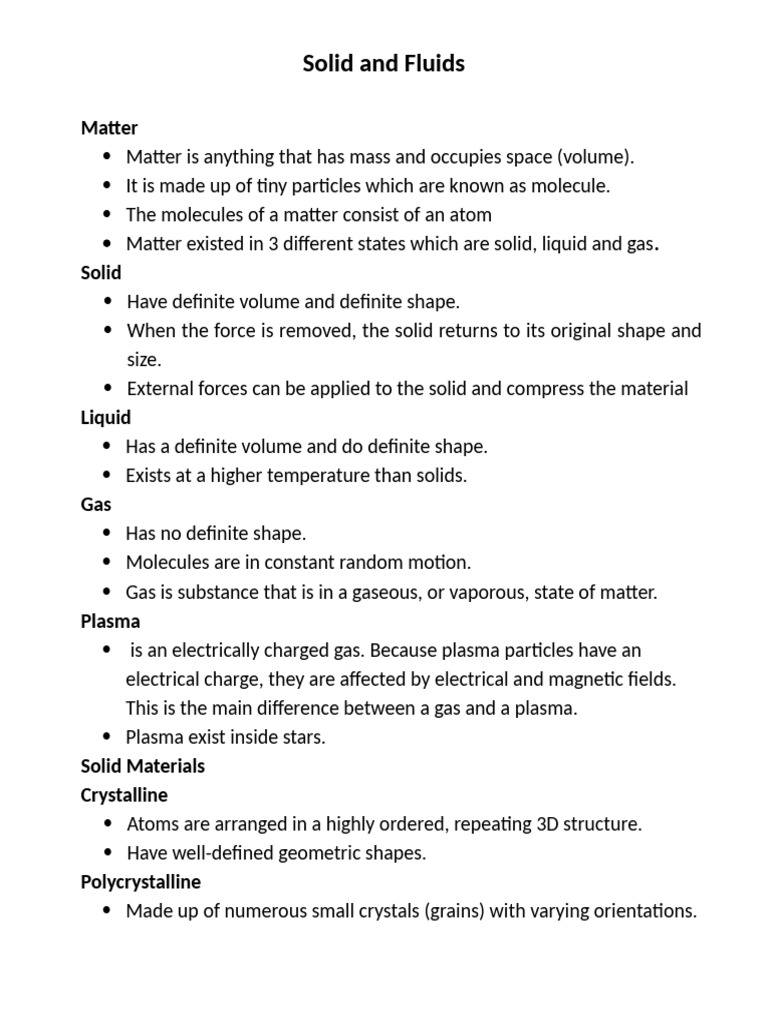 Solid and Fluids | PDF | Elasticity (Physics) | Young's Modulus