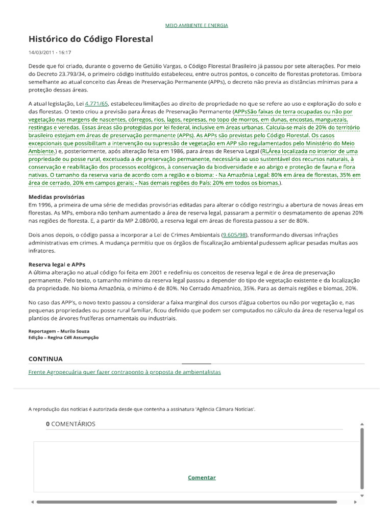 Historico Do Codigo Florestal | PDF