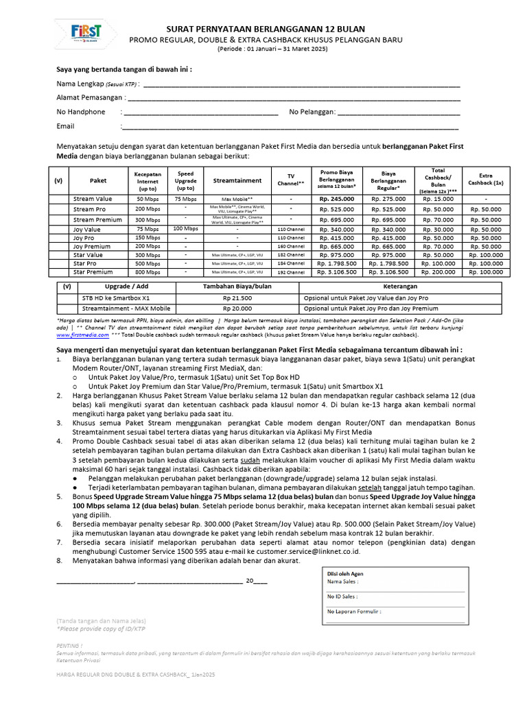 Paket Berlangganan First Media 2025 | PDF