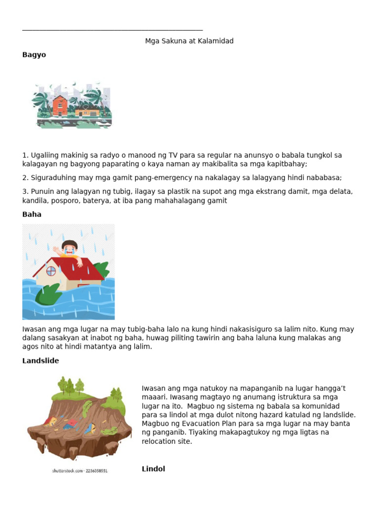 Mga Sakuna at Kalamidad | PDF