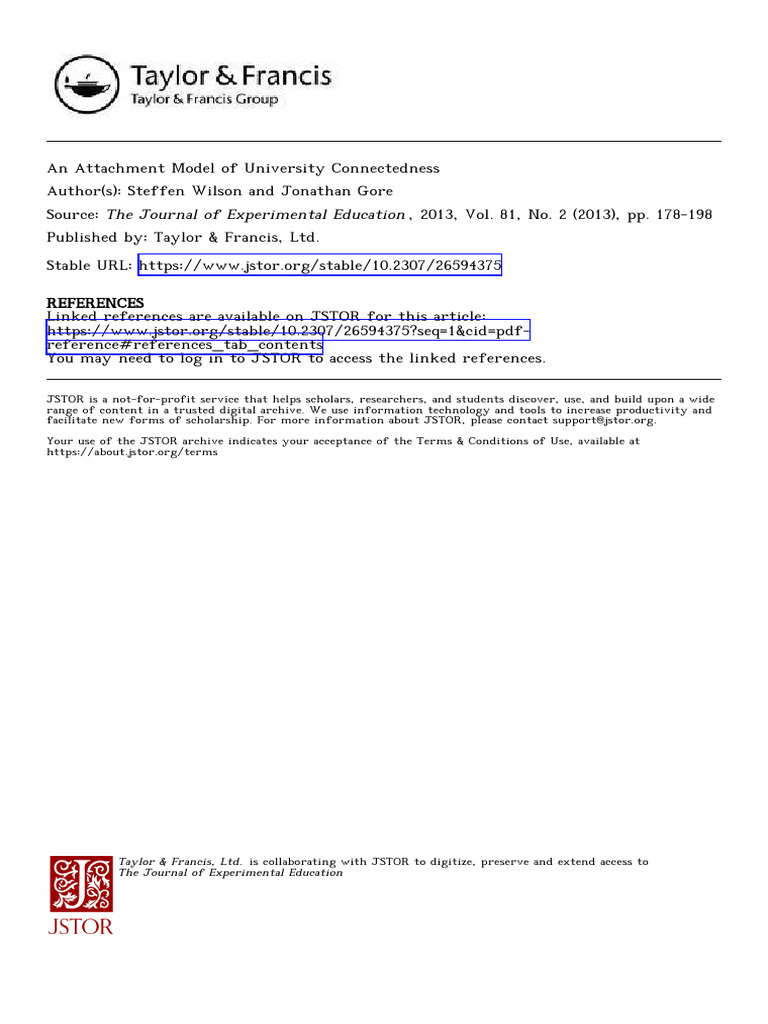 An Attachment Model of University Connectedness | PDF | Attachment ...