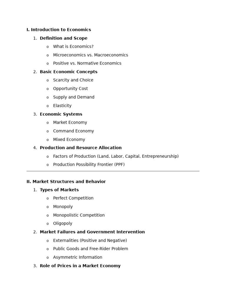 Outline For Principles of Economics and Taxation | PDF | Taxes | Economics