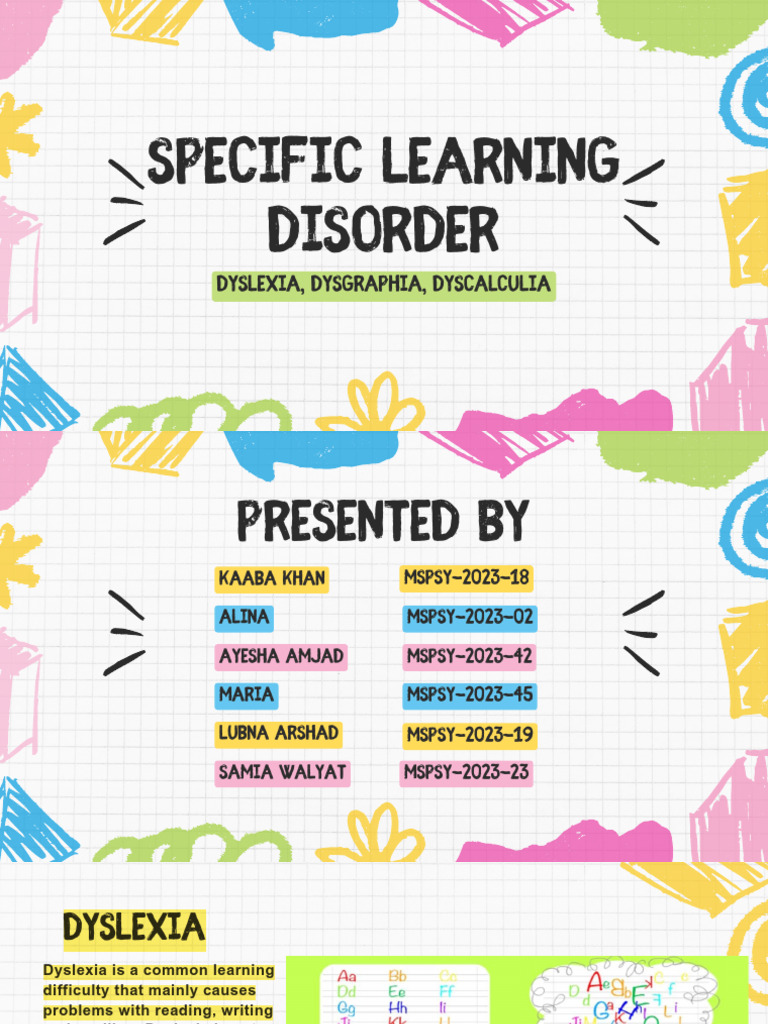 Specific Learning Disorder Presentation | PDF | Dyslexia | Cognition