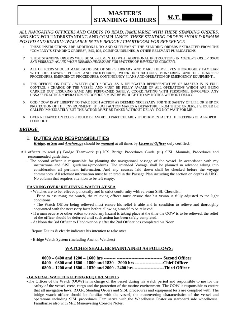 Master Standing Orders - Edited | PDF | Navigation