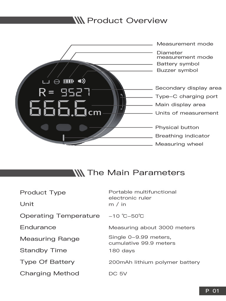 Duka Small Q Digital Ruler HD Measuring Tape | PDF | Measurement | Switch