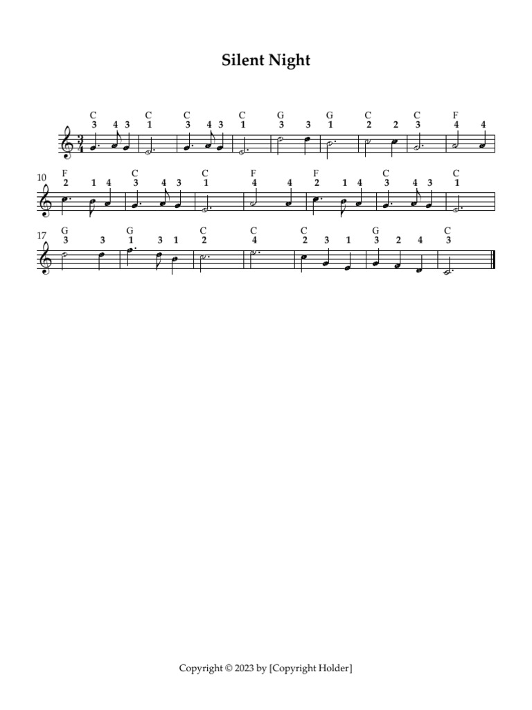 Silent Night Violin With Chords - Full Score | PDF