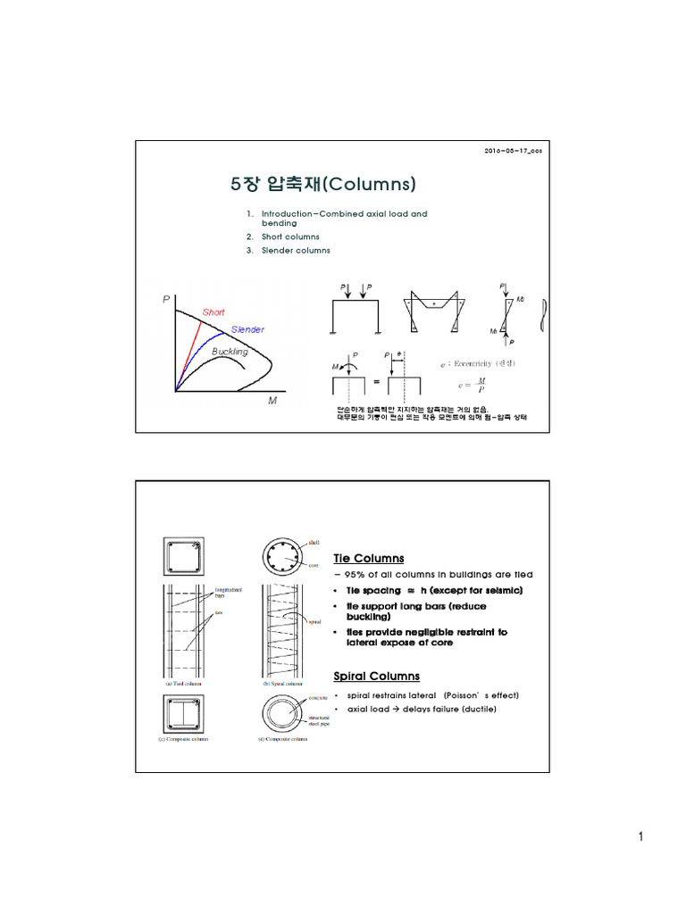 5장 압축재 (Columns) : 1. Introduction-Combined axial load and bending 2 ...