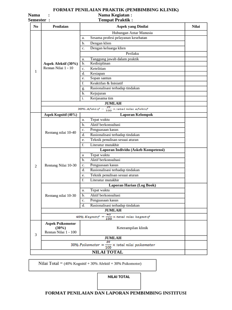 Format Penilaian Praktik | PDF