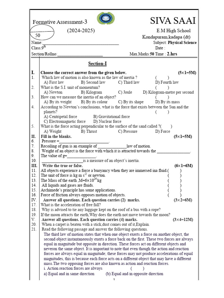 9th Physics | PDF | Force | Weight