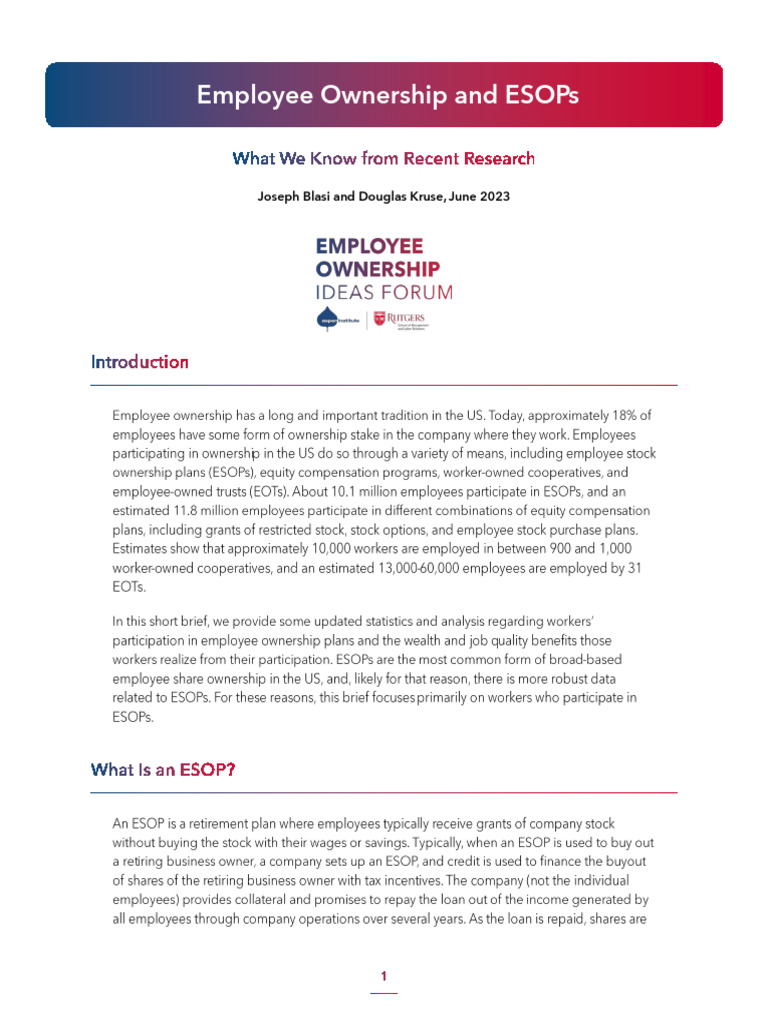 ENGLISH ESOPs-—-What-We-Know-from-Recent-Research | PDF
