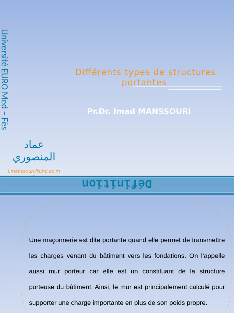 Types de structures porteuses | PDF | Fondation (construction) | Composant