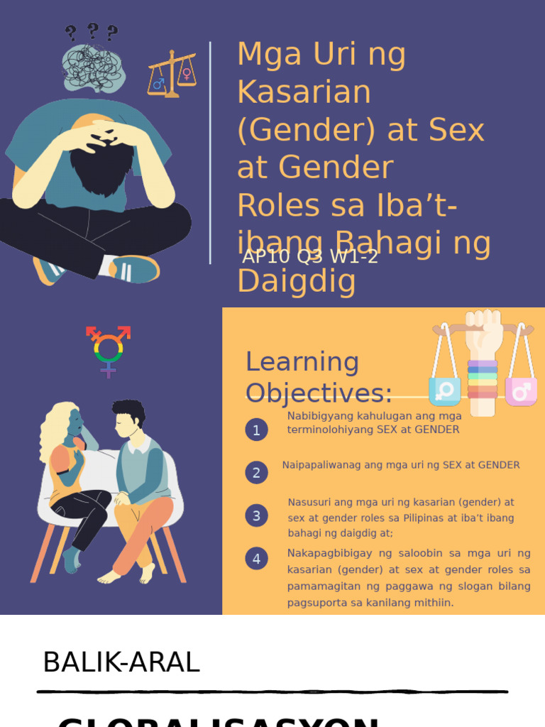AP10 Q3 W1-Mga Uri NG Kasarian (Gender) at Sex at Gender | PDF