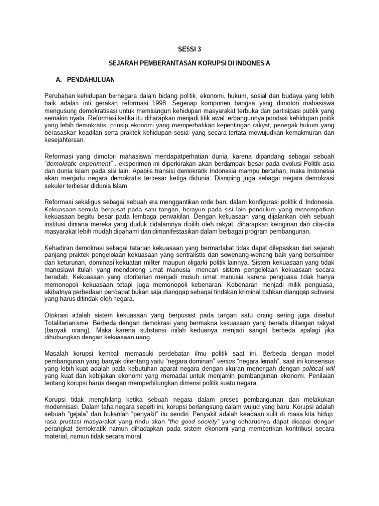 SESSI 3 SEJARAH PEMBERANTASAN TIPIKOR 1 | PDF