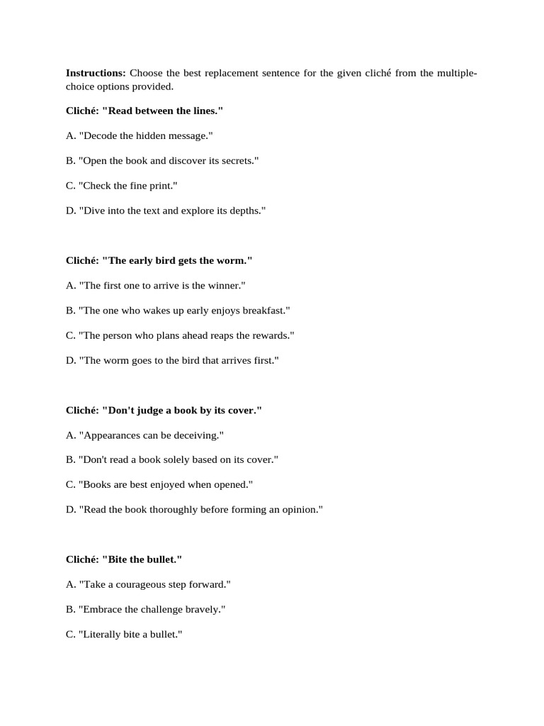 Cliche Exercise | PDF