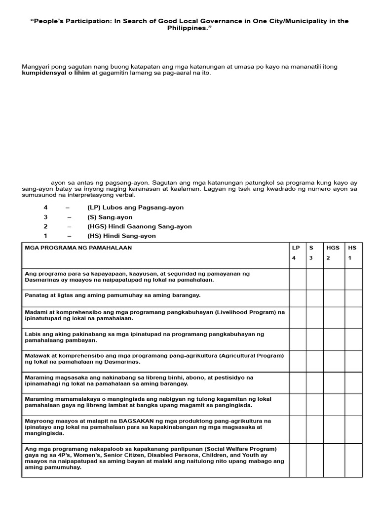 Survey Questionnaire | PDF