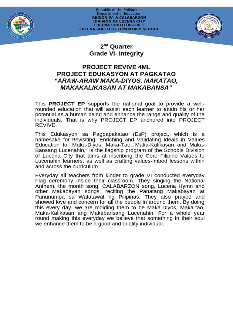 Narrative Project Revive Grade&Section | PDF | Learning