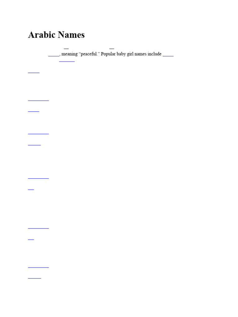 Arabic Baby Names and Meanings | PDF | Muhammad | Arabic