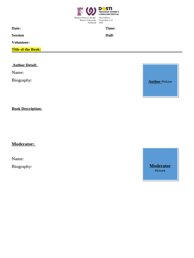 Form For Author Book Talk Copy 2 | PDF