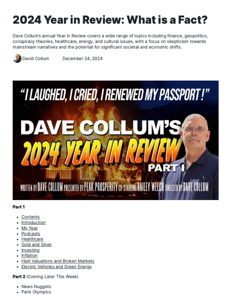 2024 Year in Review Part 1 What Is A Fact | PDF | Pharmaceutical Industry | Conspiracy Theory