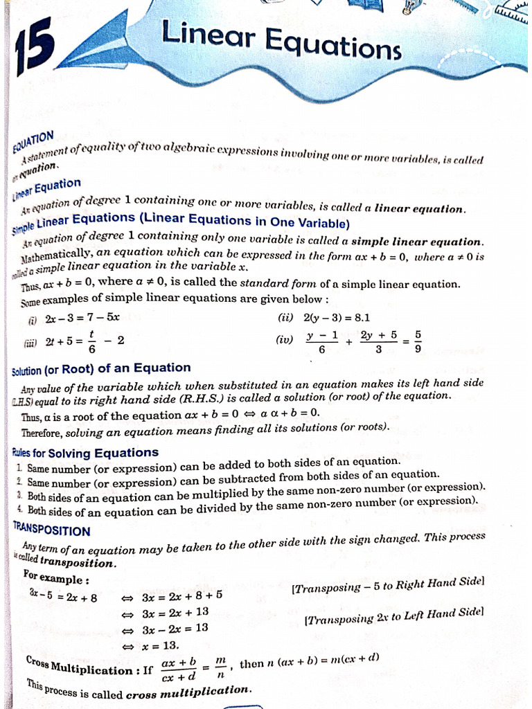 linear equations | PDF