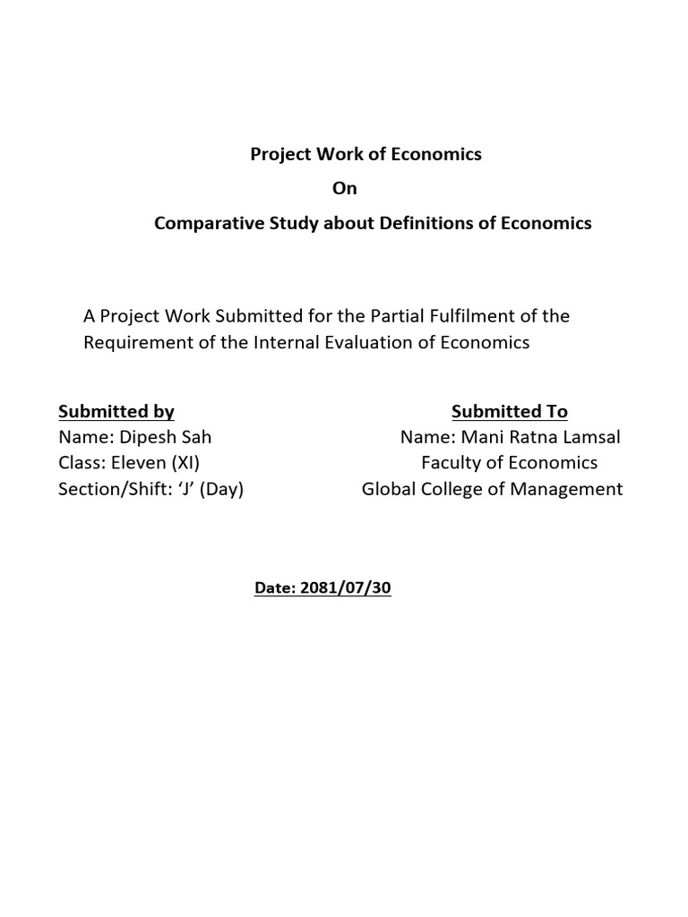 Comparative Study About Definition of Economics | PDF