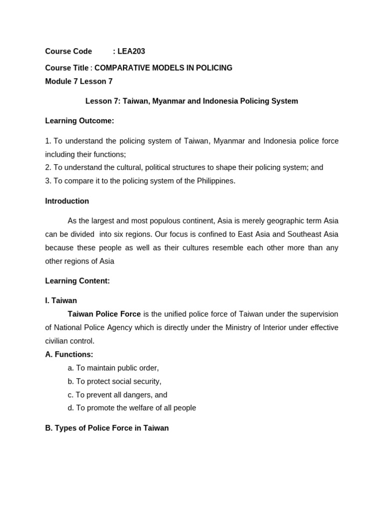 COMPARATIVE POLICING SYSTEM | PDF