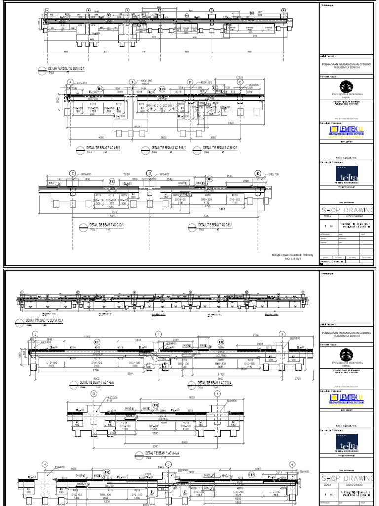 Tie Beam Detail Drawings for Fasilkom UI | PDF