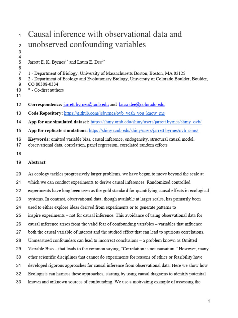 Causal Inference With Observational Data And Unobs Pdf Confounding