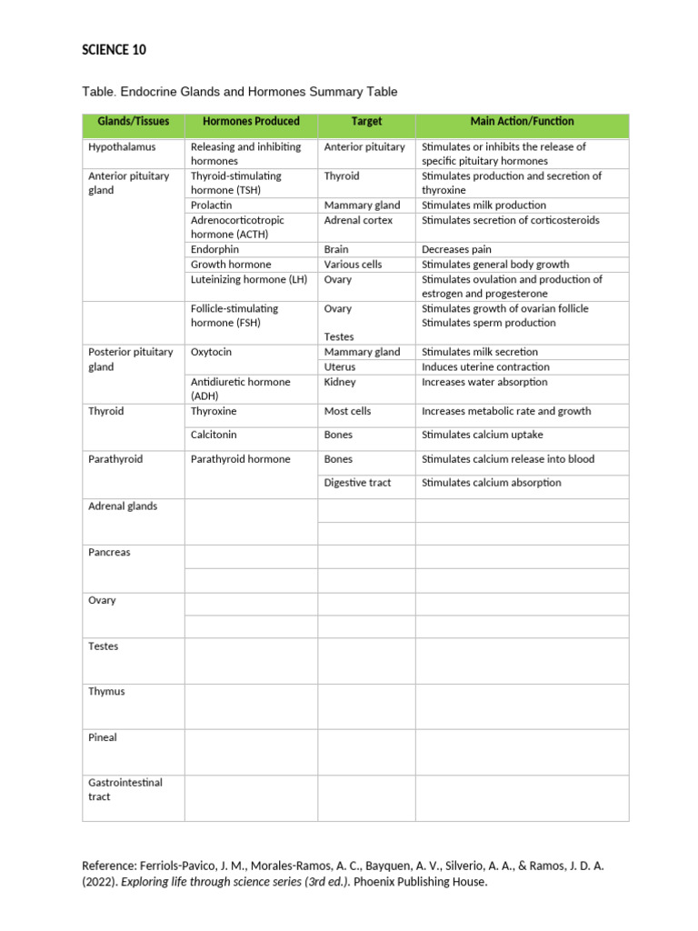Science 10 Endocrine System | PDF | Endocrine System | Hormone