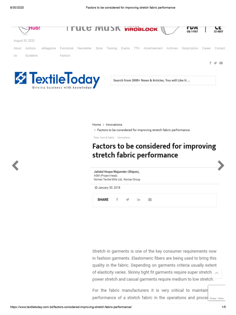 Factors to be considered for improving stretch fabric performance | PDF ...