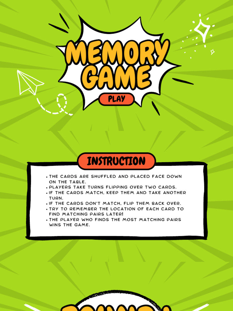 Green Cartoon Animated Memory Game | PDF