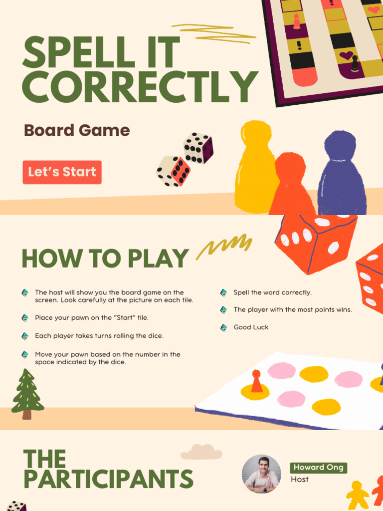 Colorful Illustration Spell It Correctly Board Game | PDF