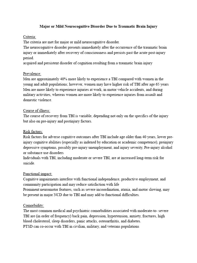 TBI | PDF | Traumatic Brain Injury | Dementia