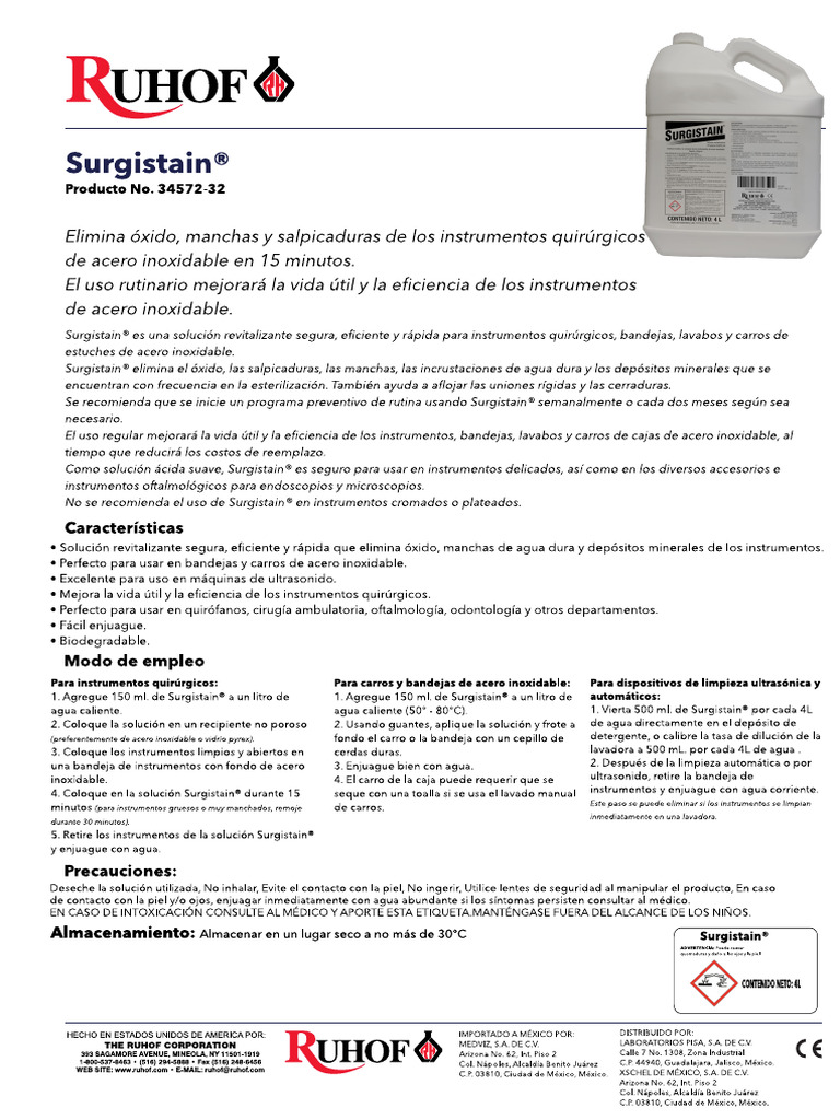 Ficha Técnica Surgistain | PDF
