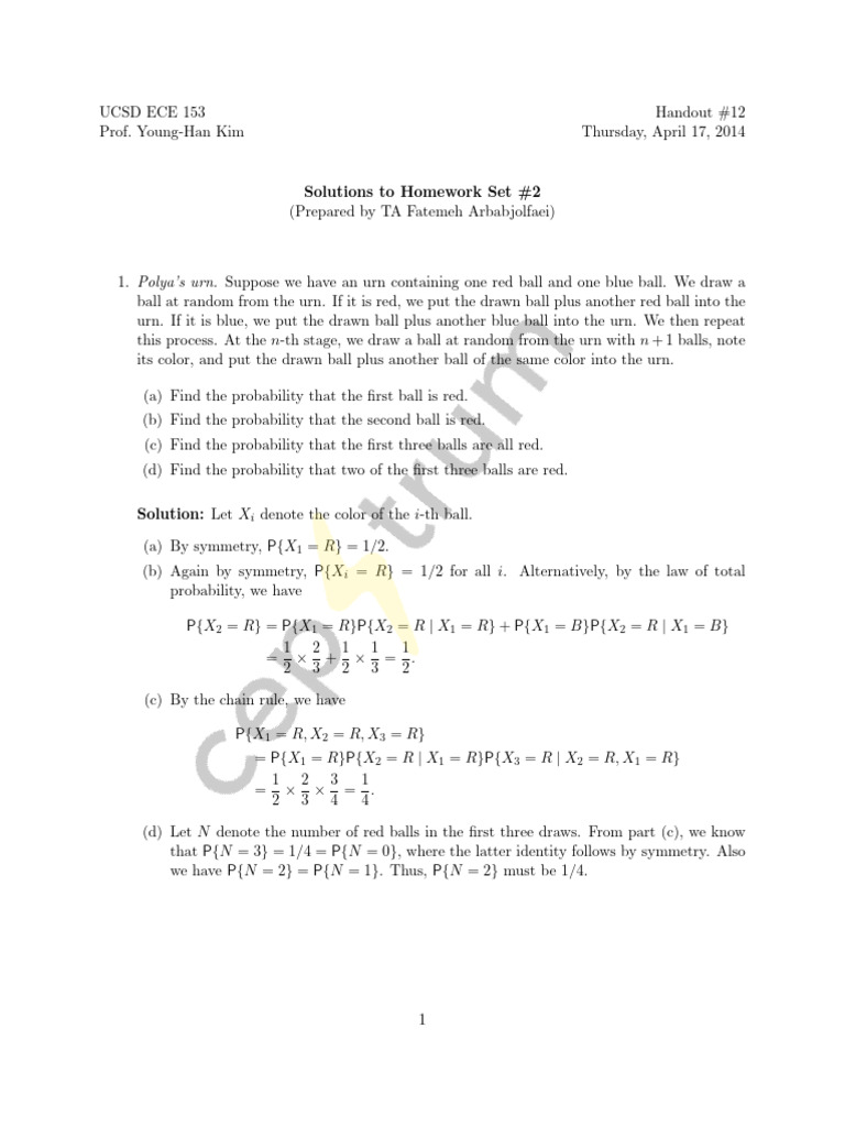 UCSD ECE 153 Homework Set #2 Solutions | PDF | Probability Density ...