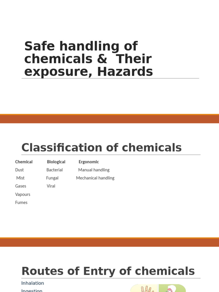 Safe Handling of Chemicals & Their Hazards (1) | PDF