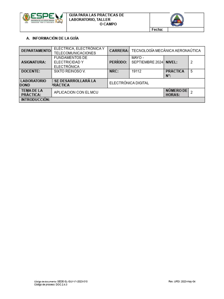 Sede-Sl-Gui-V1-2023-010 Rev. Updi: 2023-May-04 Código de Proceso: DOC.2.4.3 | PDF | Pantalla de ...