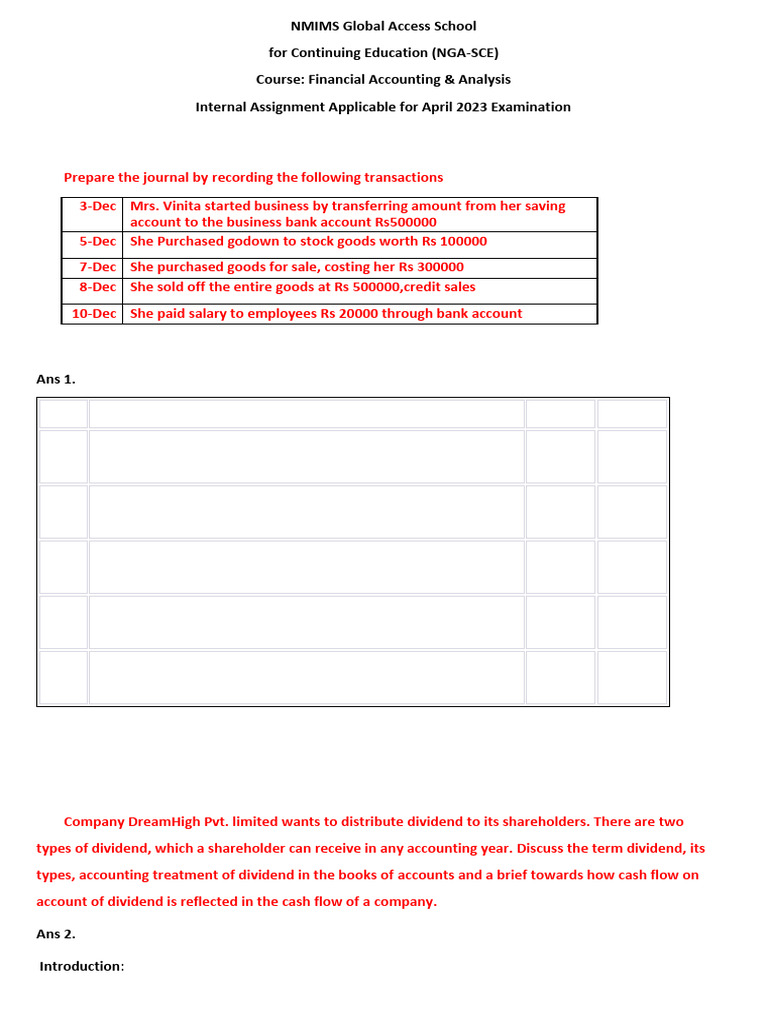 Financial Accounting & Analysis | PDF | Dividend | Equity (Finance)