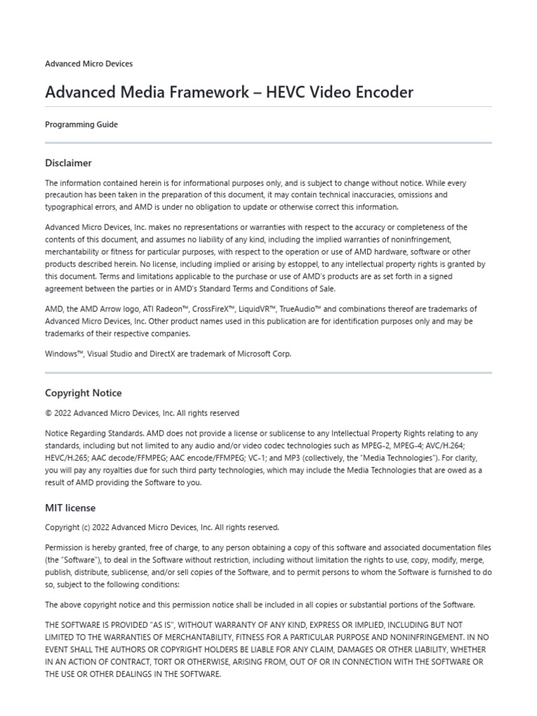 Amf Video Encode Hevc API | PDF | Rgb Color Model | Data Compression
