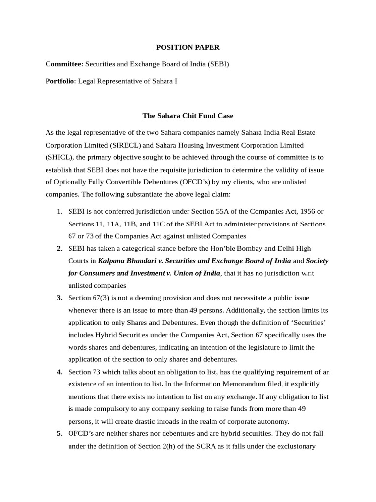 POSITION PAPER | PDF | Securities (Finance) | Jurisdiction