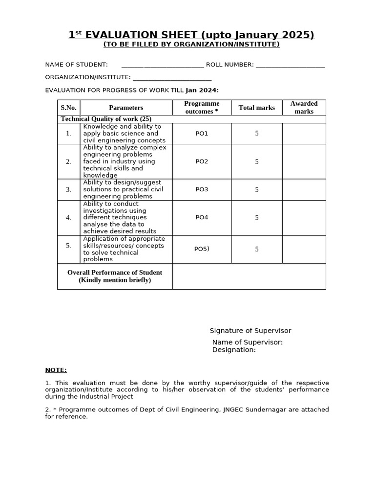 Monthly Evaluation Sheet | PDF | Engineering | Evaluation